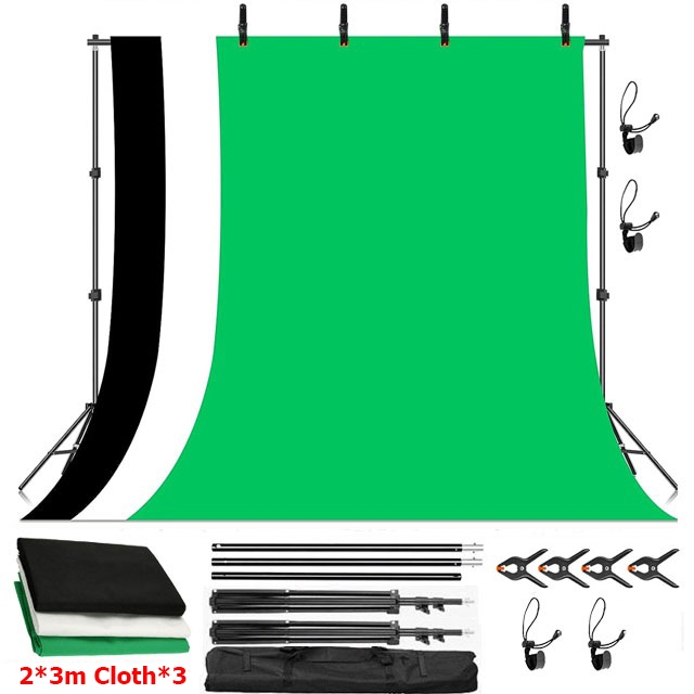 Background Support System Kit With 2X3M Green Screen Backdrop For Photo ...