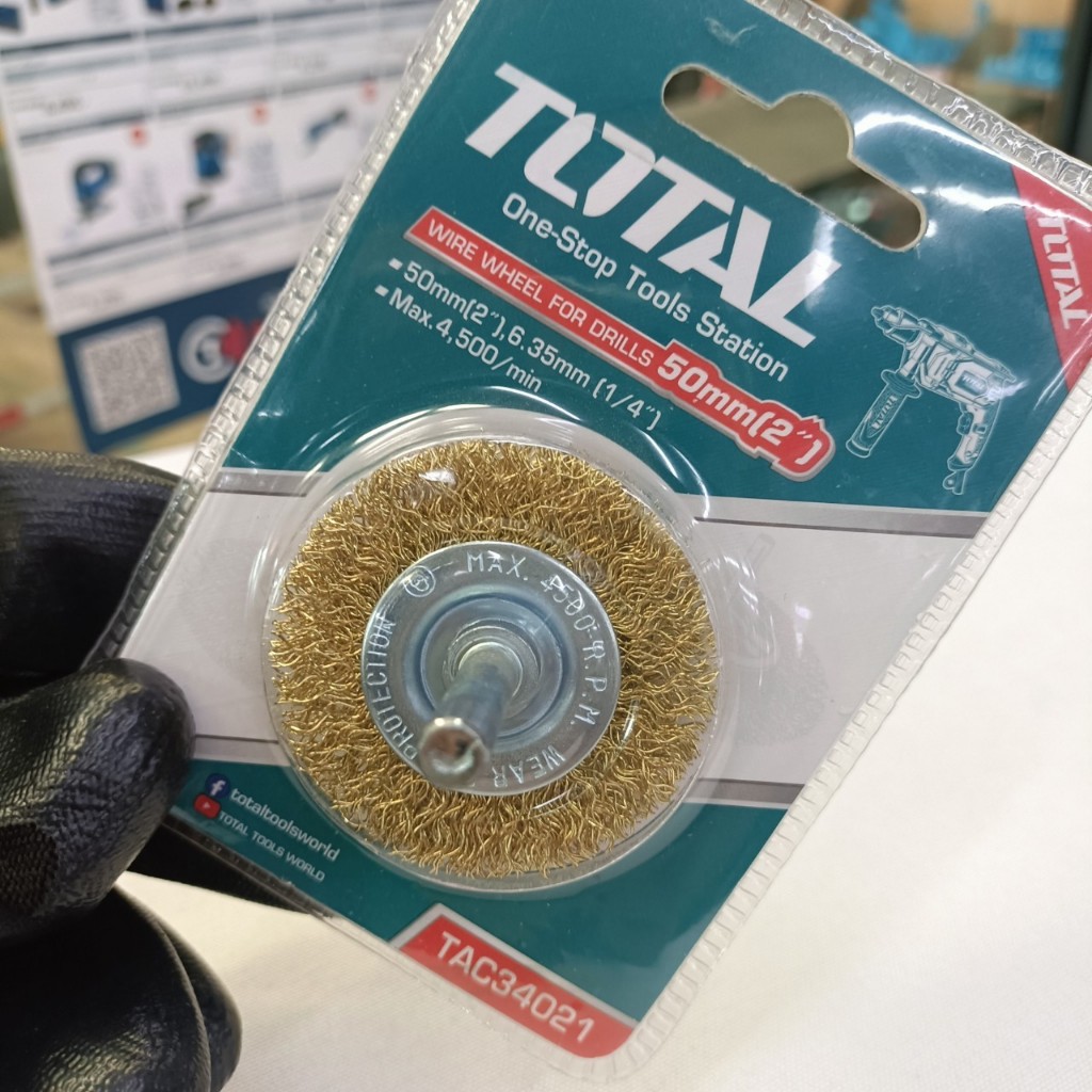 TOTAL แปรงลวดกลมทองเหลือง 2" แกน 1/4" TAC-34021 | Shopee Thailand