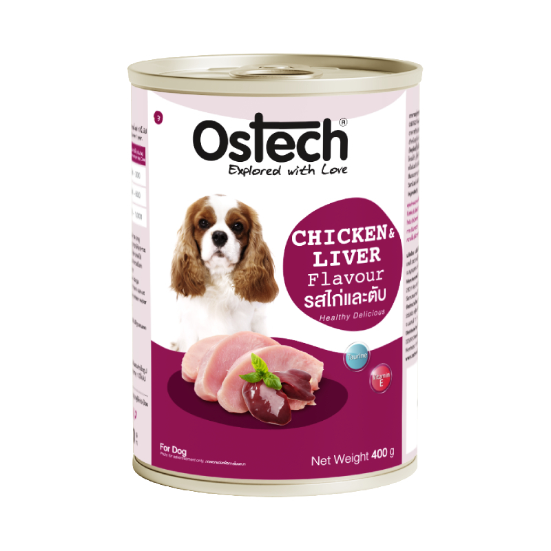 (SET 4 กระป๋อง) Ostech Can Dog Food อาหารสุนัขกระป๋องออสเทค 400 g ...