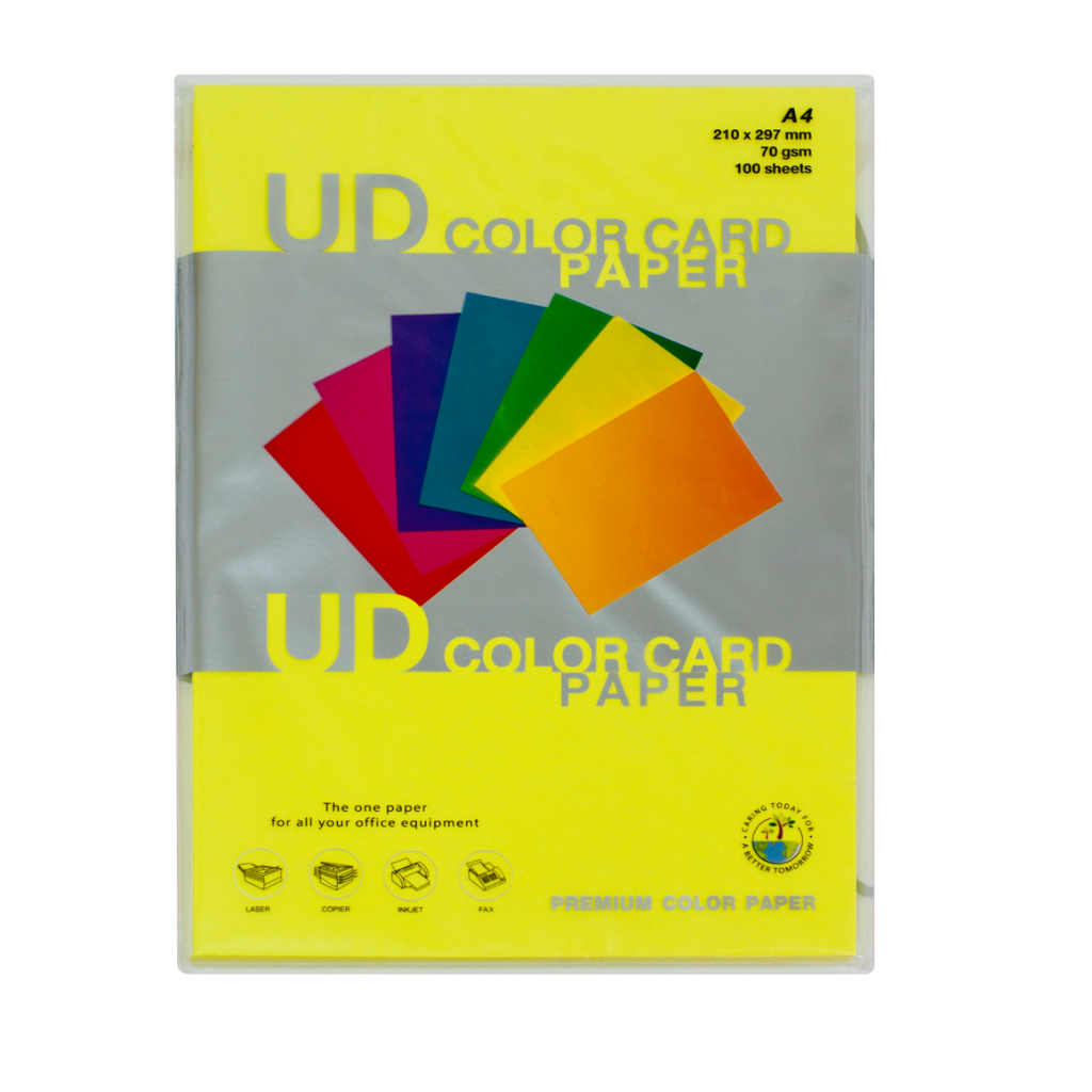 UD Color Card Paper Fluo กระดาษสี 2 หน้า 70แกรม A4 100 แผ่น สีนีออน ...