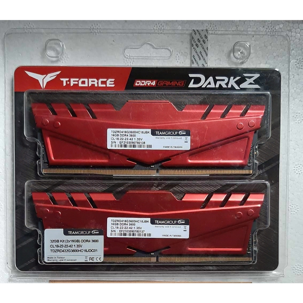 แรม Team (Dark Z/Red DDR4 (3600) 32GB (16GBX2) CL18-22-22-42) | Shopee ...