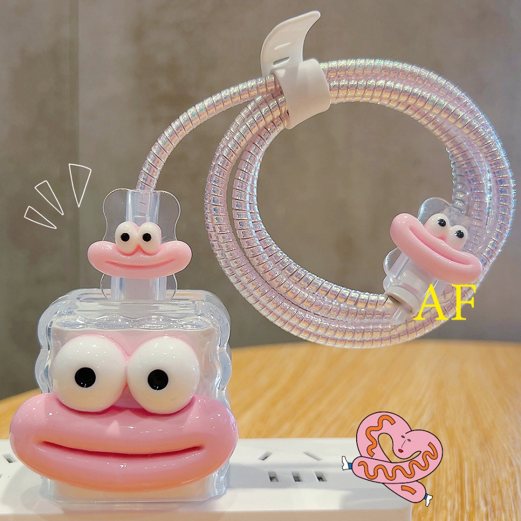 【ส่งจากไทย มาใหม่ 1ชุด 5ชิ้น】 เคส สำหรับ ไอโฟน Apple Power Adapter 18W/20W สายชาร์จ ลายการ์ตูน ...