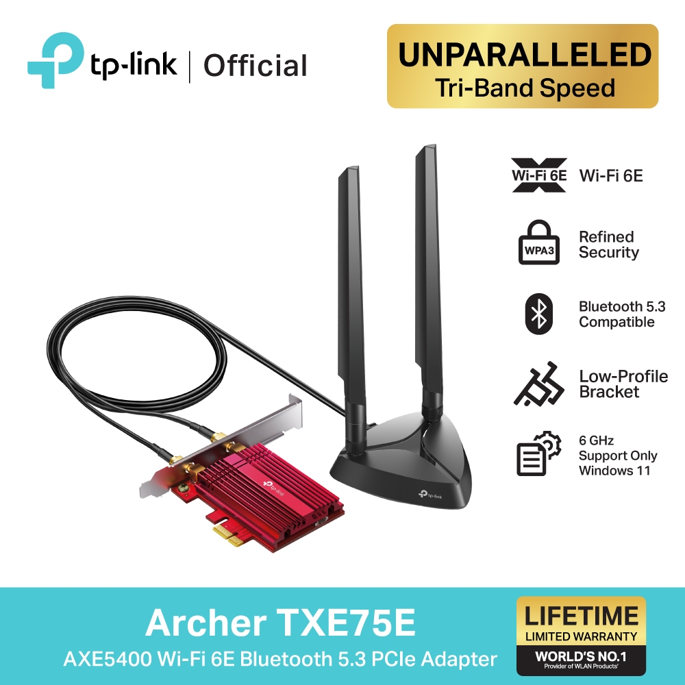 TP-Link Archer TXE75E AXE5400 Wi-Fi 6E Bluetooth 5.3 PCIe Adapter อะแดป ...