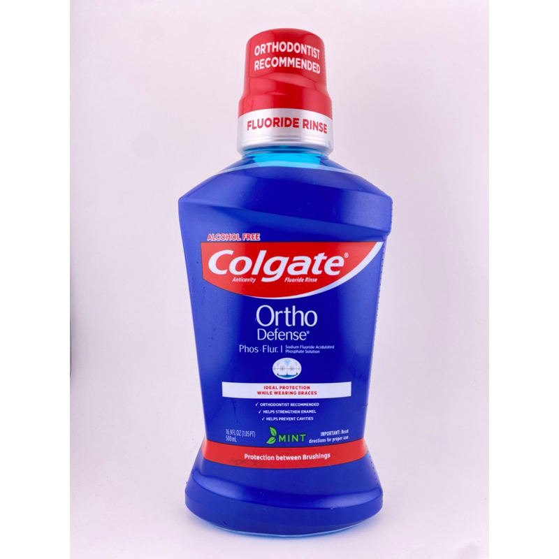 น้ำยาบ้วนปาก ฟอสเฟอร์ ฉลากน้ำเงิน Colgate Ortho Defense Phos flur กลิ่ ...
