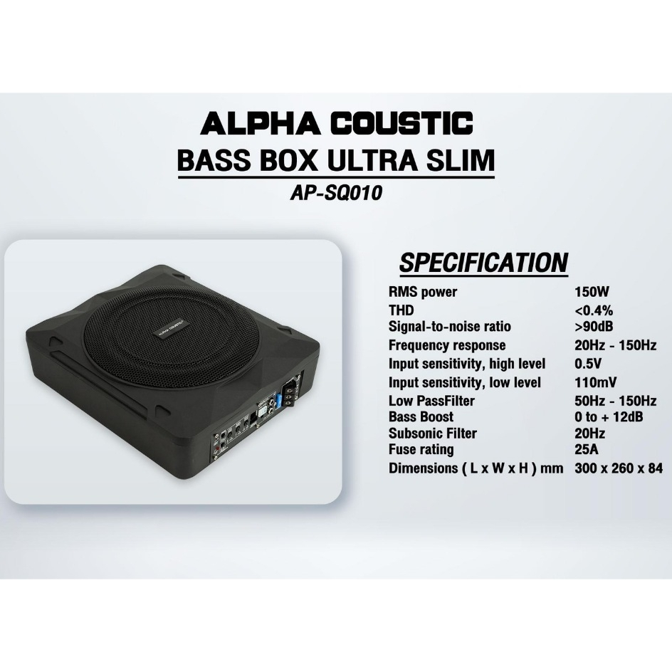 Alpha Coustic ซับบ็อกซ์ 10 นิ้ว รุ่น ULTRA SLIM ตู้ลำโพงซับเบส Subbox Bassbox ซับบอกซ์ เบสบ็อกซ์ ...