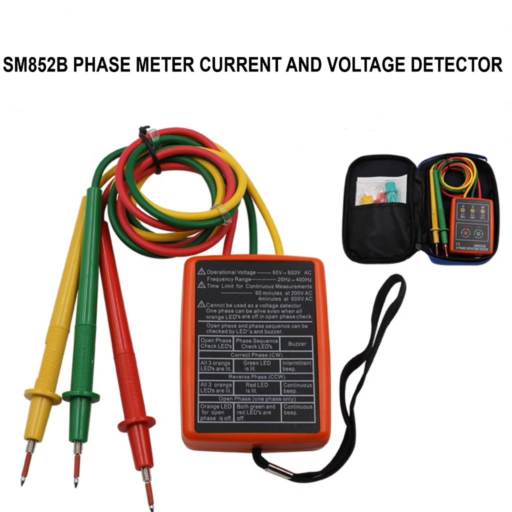 เครื่องวัดเฟสไฟฟ้า 3 เฟส SM852B 60V-600V 3 PHASE ROTATION TESTER ...