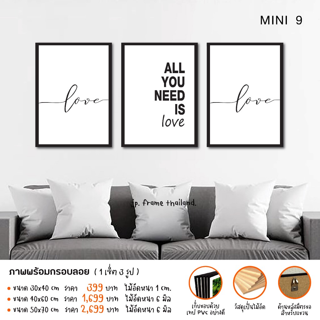 ภาพพิมพ์พร้อมกรอบลอย ( 1 เซ็ต มี 3 รูป )โหมด MINIMAL | Shopee Thailand