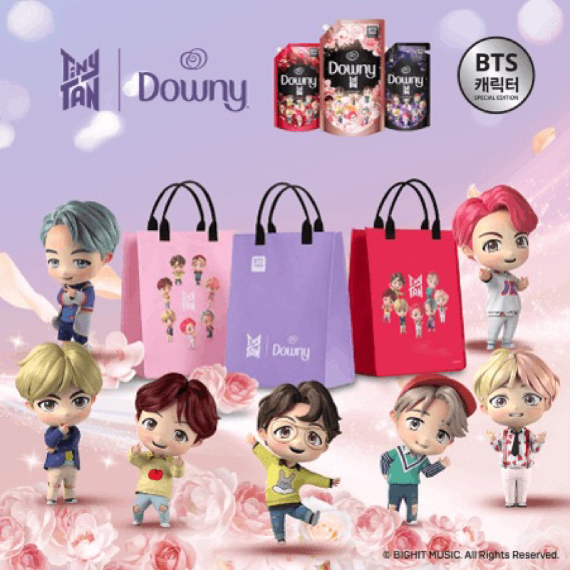 กระเป๋าผ้า Downy x TinyTan BTS ของพรีเมี่ยม ดาว์นนี่ ไทนี่ทัน สีม่วง สีชมพู | Shopee Thailand