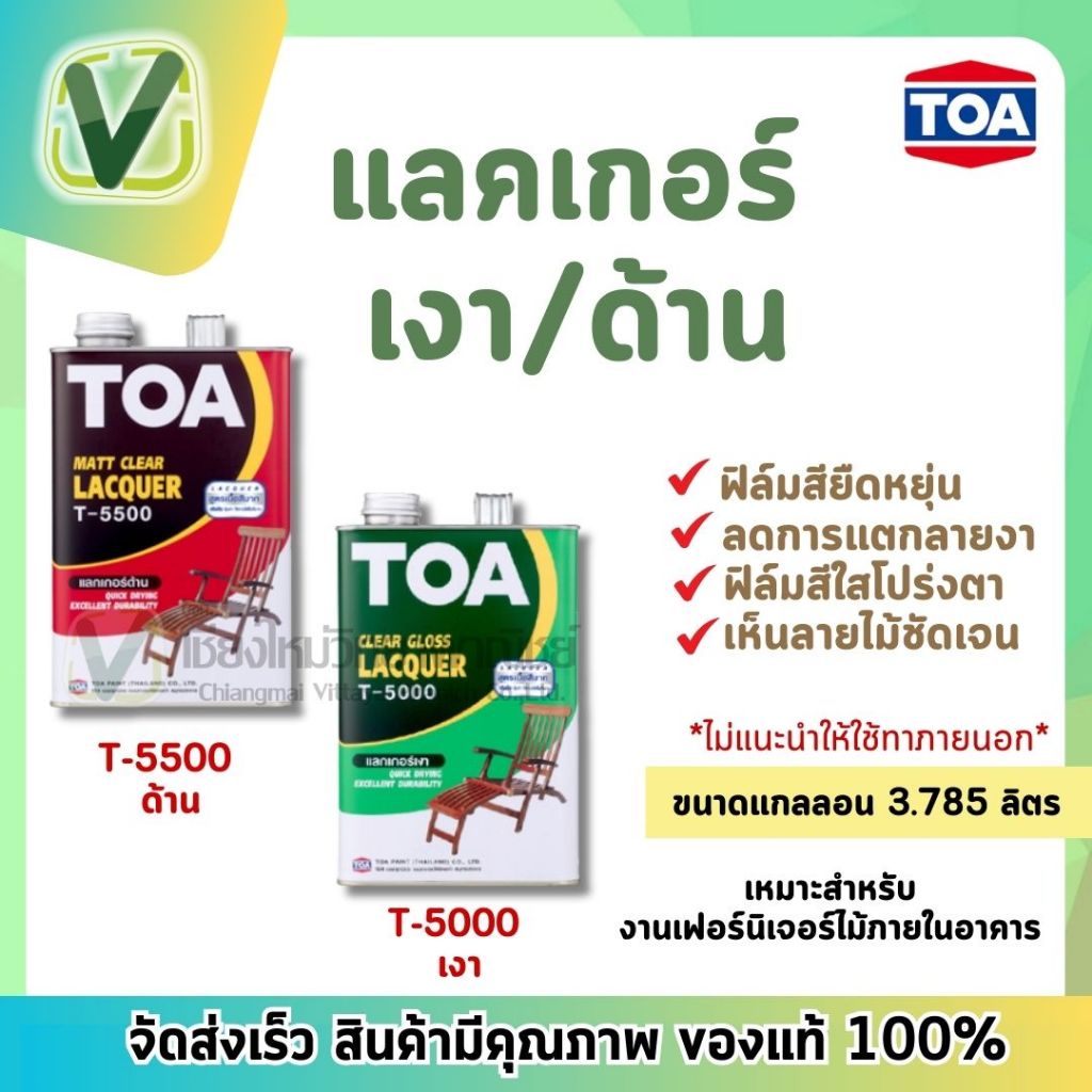 TOA Lacquer แลคเกอร์ พรีเมี่ยม สำหรับงานเฟอร์นิเจอร์ภายใน มีทั้งชนิดเงาและชนิดด้าน ขนาดแกลลอน 3. ...