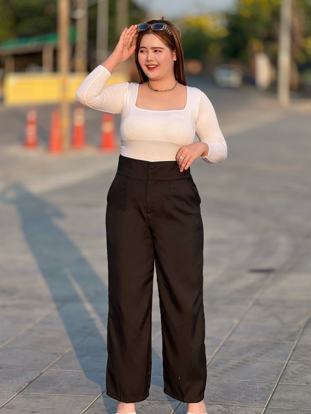 กางเกงเอวสูงสาวอวบ รุ่นกระดุมคู่2XL-6XL | Shopee Thailand