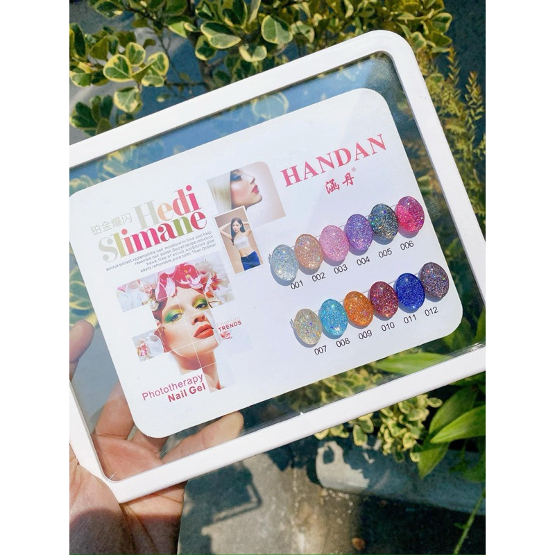สีกากเพรชแบรนด์ Handan 12สี กริตแน่นสุด พร้อมชาร์ตสี | Shopee Thailand