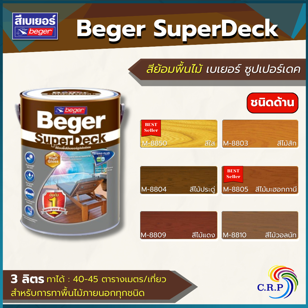 สีย้อมพื้นไม้ Beger SuperDeck สีย้อมไม้ เบเยอร์ ซูปเปอร์เดค ทาพื้นฟิล์มหนา ด้าน 1 แกลลอน สีทา ...