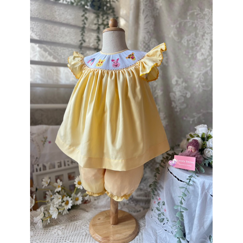 set smock yellow ชุดเซ็ทสม็อคสีเหลือปักพู | Shopee Thailand