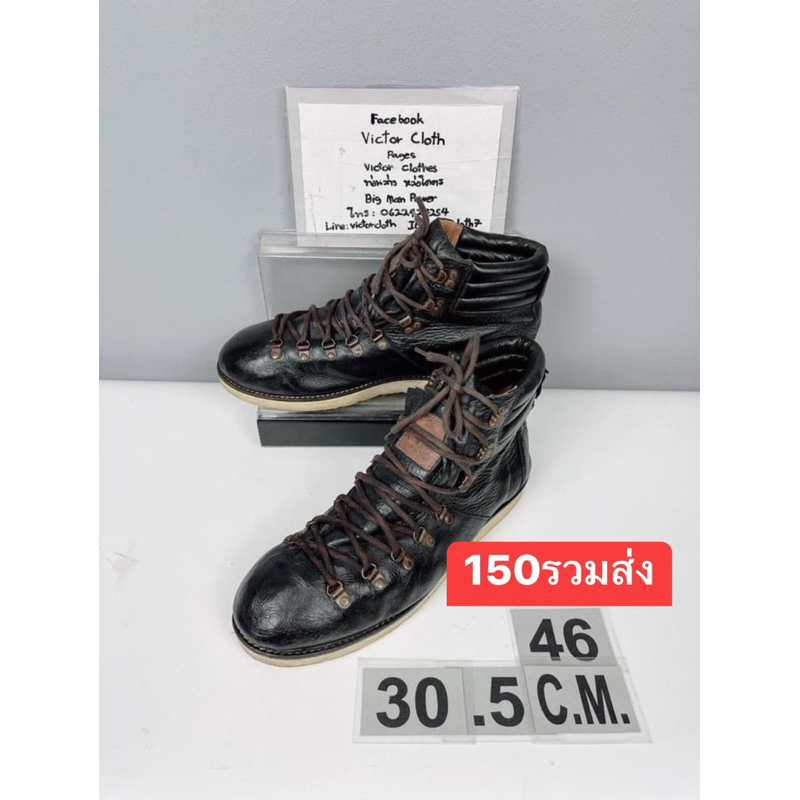 รองเท้าบู๊ทหนังแท้ Frank Write Sz.12us46eu30.5cm สีดำ พื้นขาว ทรงเท่ห์ สภาพดี ไม่ขาดซ่อม ใส่ ...
