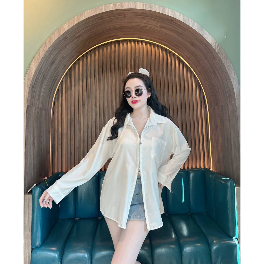 เสื้อเชิ้ตแขนยาวผ้าไหมอิตาลีซิปหน้ากระเป๋าหน้า ( M103 ) A2211 | Shopee Thailand