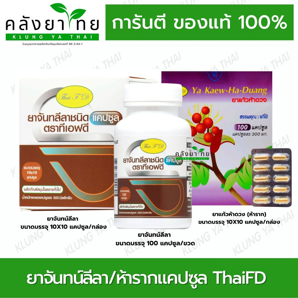 ยาห้าราก/จันทน์ลีลา ชนิดแคปซูล แก้วห้าดวง ไทยเอฟดี ThaiFD จันทลีลา TFD พร้อมส่ง | Shopee Thailand