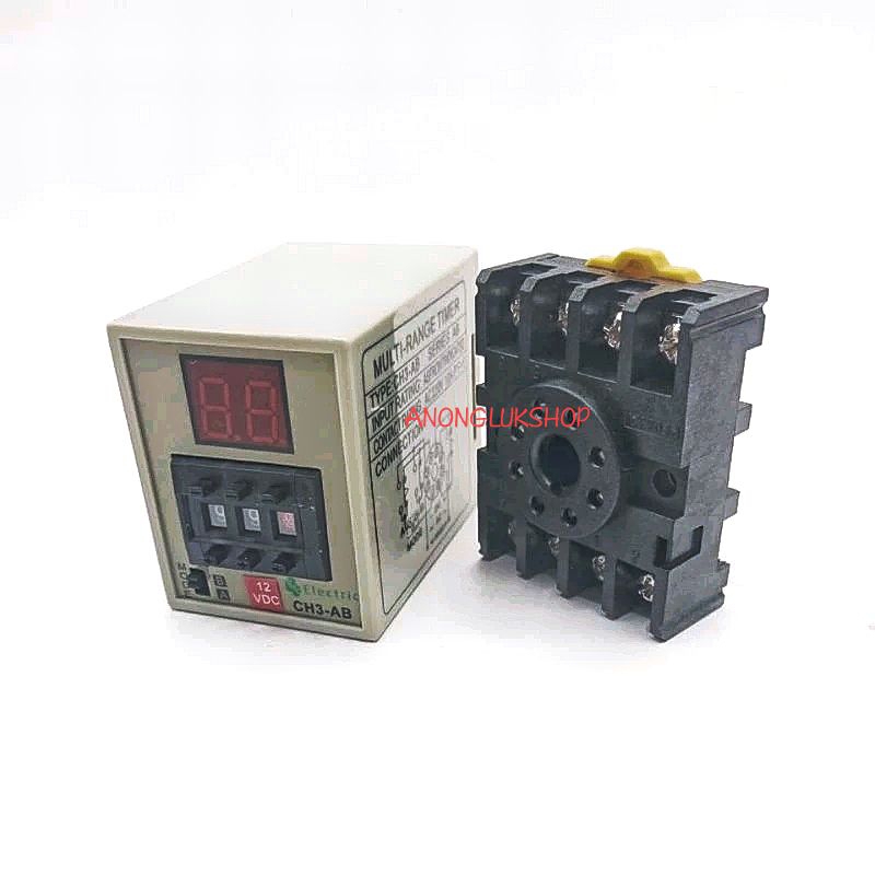 พร้อมฐาน CH3-AB TIMER 10A 220V 0.01S-999H 12VDC 24VDC 220VAC | Shopee ...