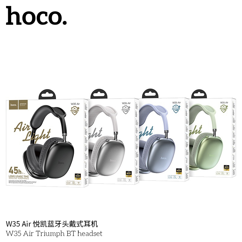 【ของแท้100% 】หูฟังครอบหู HOCO W35 Air มีบลูทูธ หูฟัง ไร้สาย เสียงดี เบสนุ่ม ใช้ต่อเนื่องได้นาน ...