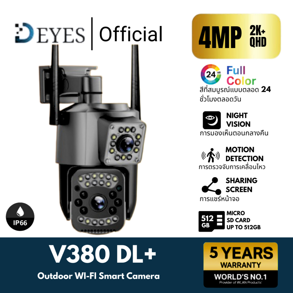 Deyes CCTV V380 DL+(Dual Lens) ความละเอียดเลนส์คู่ / หน้าจอในร่ม V380 ...
