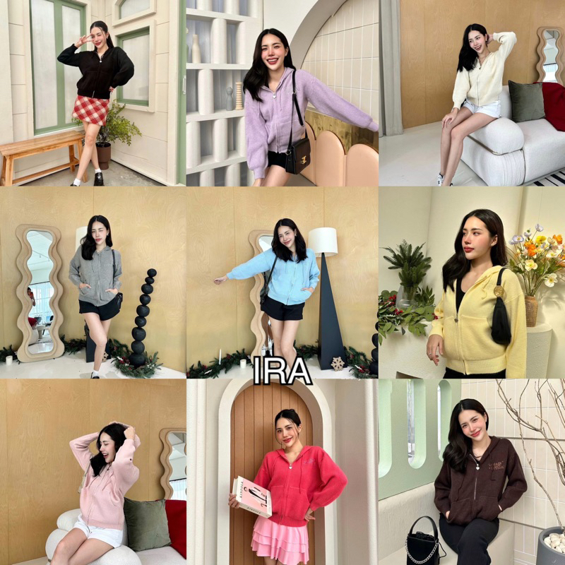 BY IRA Candy Cardigan เสื้อไหมพรมแขนยาวมีซิป ฮู้ดไม่ว่าจะใส่กันหนาว กัน ...