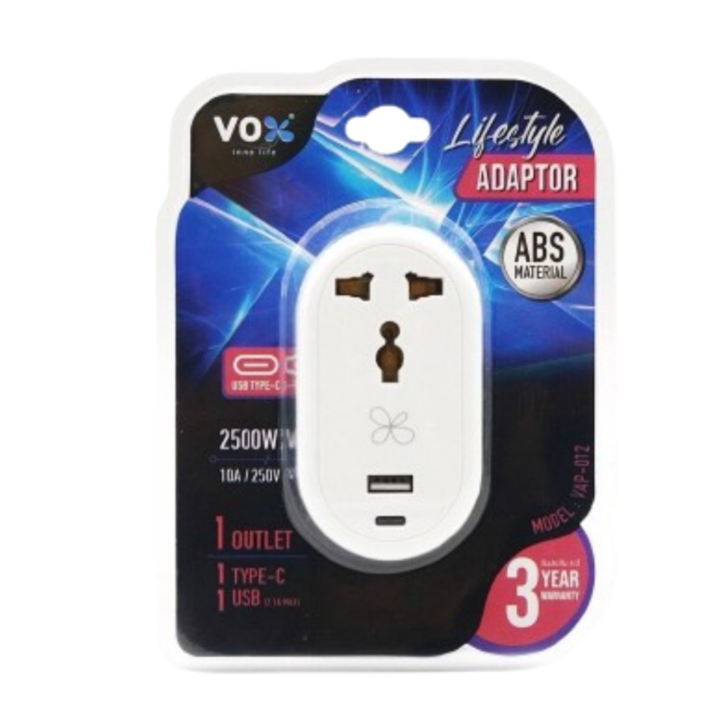 VOX Lifestyle Adapter ปลั๊กแปลงขา รองรับไฟ 2500 วัตต์ รับประกัน 3 ปี ...