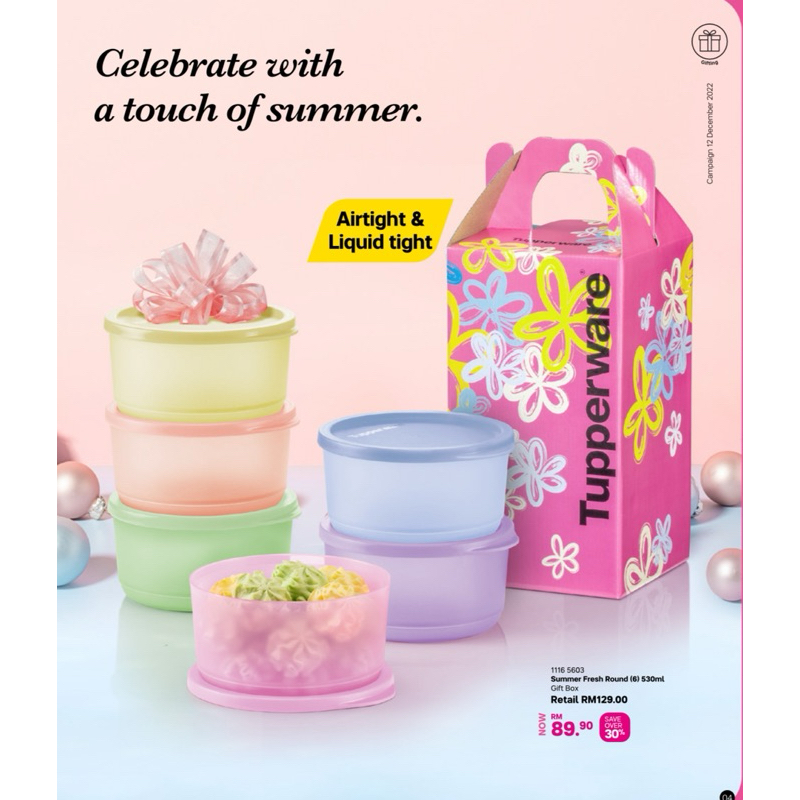 Tupperware สินค้าแบรนด์แท้ รุ่น Summer Fresh Round 530 Ml | Shopee Thailand