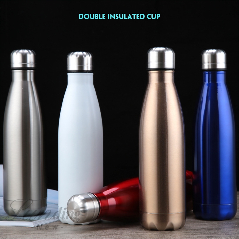 ขวดน้ำเก็บอุณภูมิ ขวดน้ำสุญญากาศ ขวดน้ำสุญญากาศสแตนเลส กระติกน้ำ สเตนเลส 304 (500ml.) ความเย็น ...