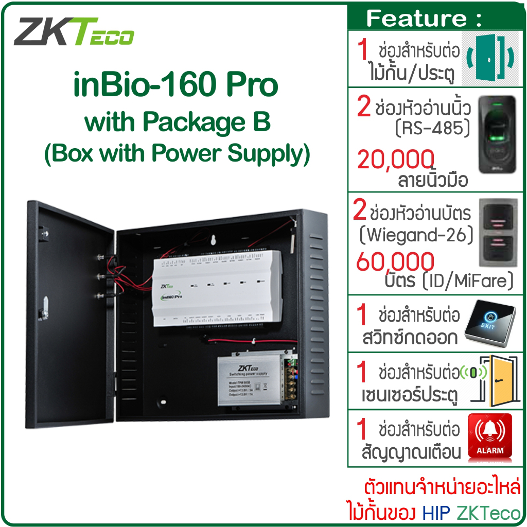 ZKTeco inBio160 Pro Wiegand Controller บอร์ดวีแกนรองรับทั้งบัตรและ ...