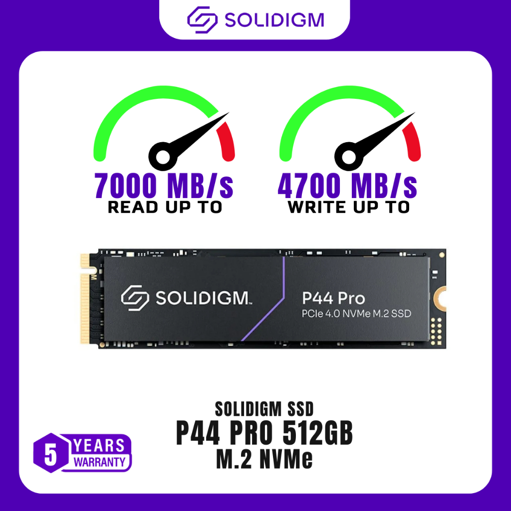 Solidigm SSD P44 Pro ขนาด 512GB (M.2 NVMe PCle 4.0 x4 - 7000/4700 MB/s ...