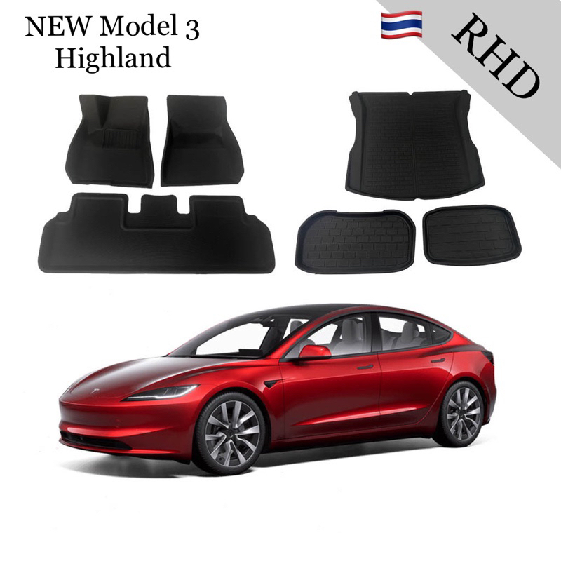 พรมปูพื้น Tesla Model 3 RHD Highland | Set 3 | 6 | All weather Liners ...