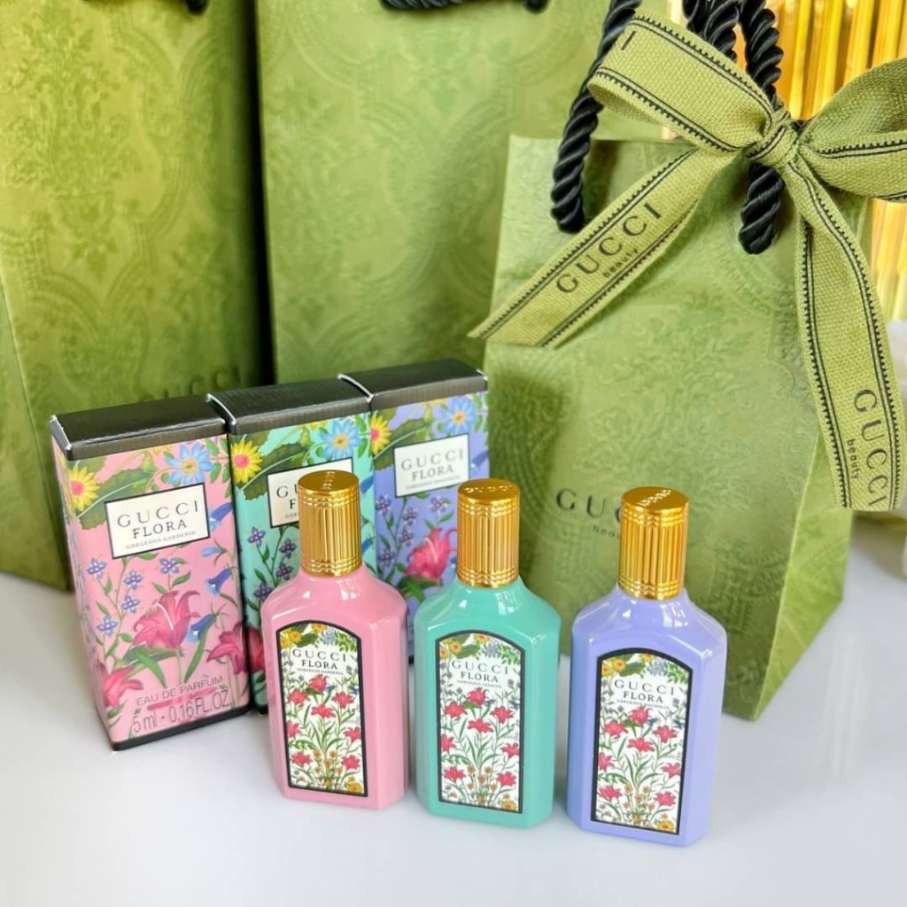 Gucci Flora Gorgeous Perfume Miniature Set ( 3 x 5 ml ) น้ำหอมแท้ขนาด ...