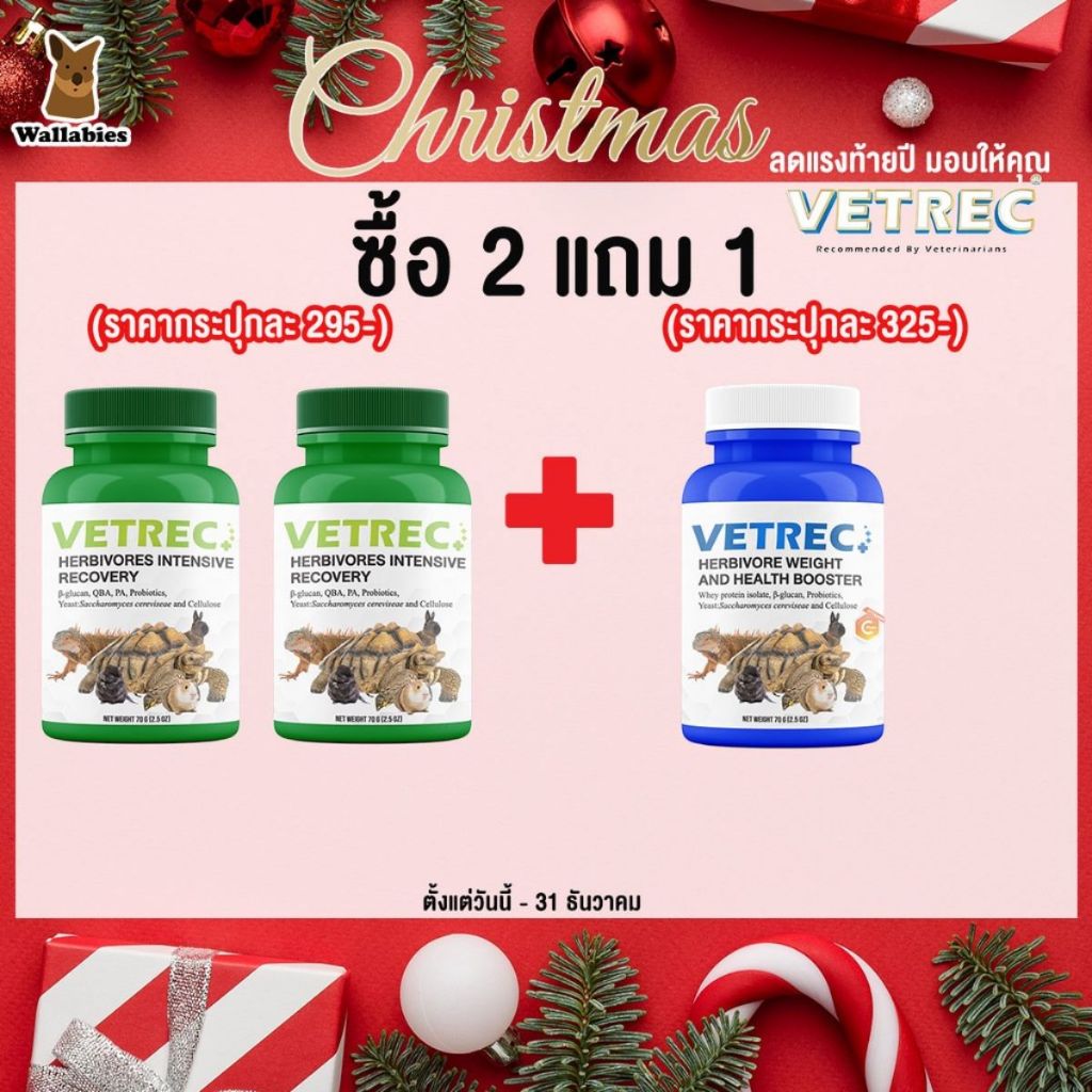 Exp.11/24 (ซื้อ 2 แถม 1) Vetrec HERBIVORES INTENSIVE RECOVERY (70g) แถม ...