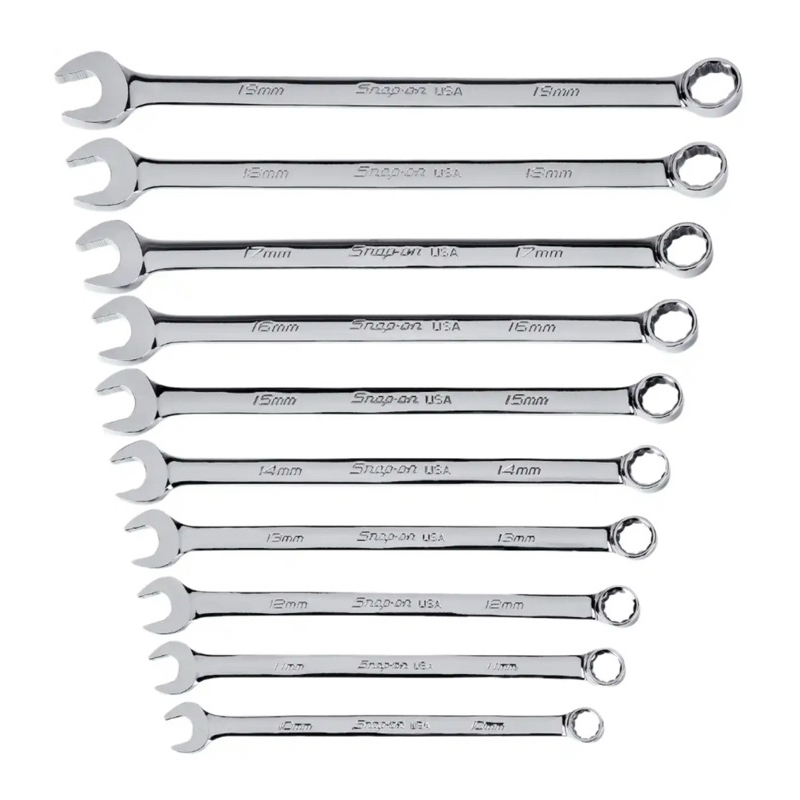 Snap On 12-Point Metric Flank Drive® Plus Long Combination Wrench Set ...