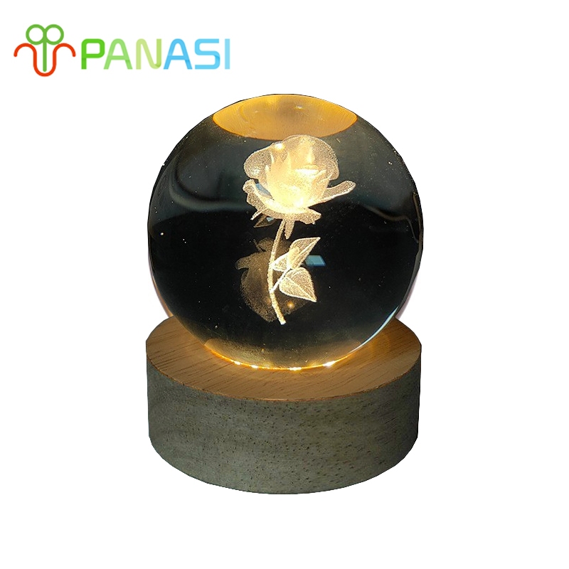 Panasi โคมไฟลูกแก้ว3D LED USB โคมไฟตกแต่งห้องนอนLED ลูกแก้ว6cm ของขวัญวันเกิด | Shopee Thailand