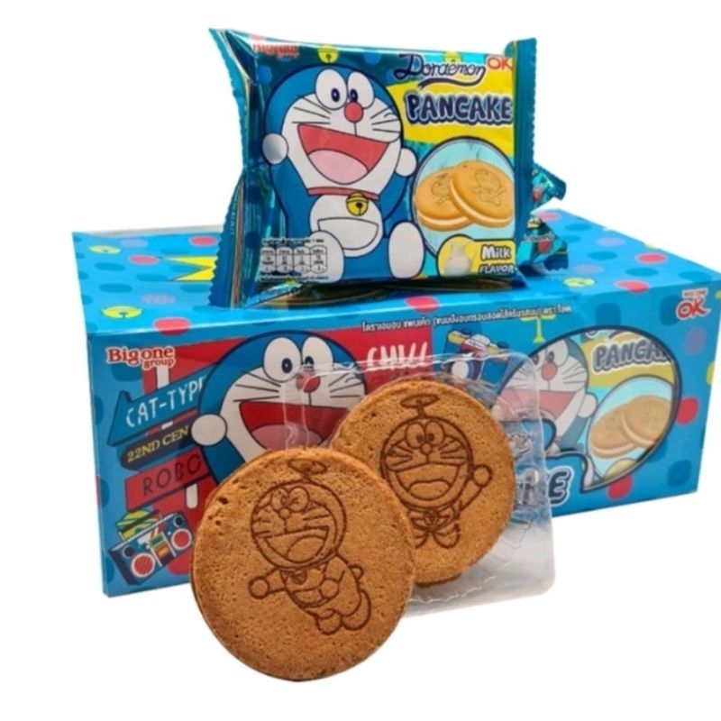 โอเค โดเรม่อน แพนเค้ก 1 กล่อง ขนาด 25 ก. x 12 ซอง มี 2 รสชาติ OK ...