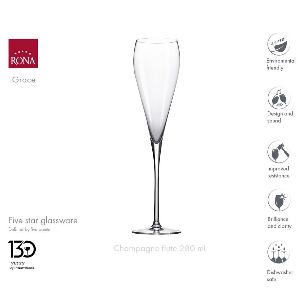 แก้วแชมเปญ Rona Grace Champagne 280 ml แก้วคริสตัล | Shopee Thailand