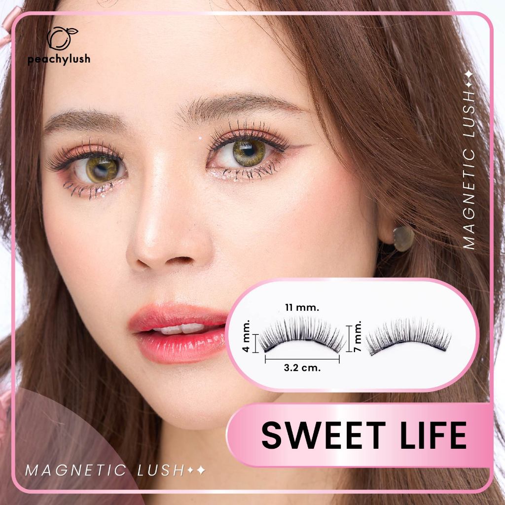 (เฉพาะขนตา ไม่มีคลิปหนีบ) ขนตาแม่เหล็ก Peachy Lush รุ่น SWEET LIFE | Shopee Thailand