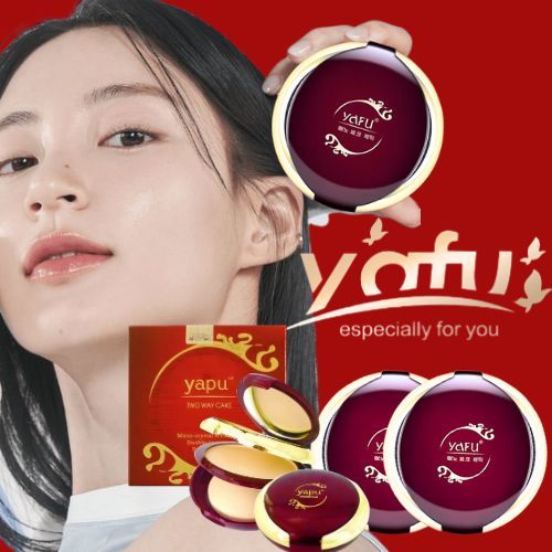 แป้งพัฟ YaFU Micro - crystal Whitening Double-purpose Powder Cake แป้ง 2ชั้น ตลับแดง ผสมโสม+ไวท์ ...
