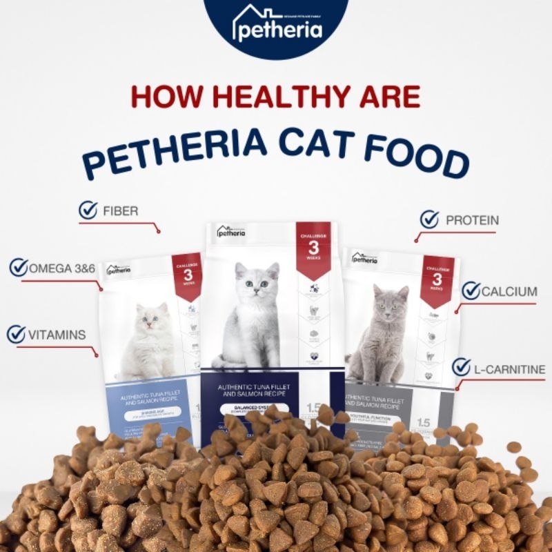 Petheria อาหารแมว เพ็ทเทอเรีย ขนาด 1.5 kg (กลูเตนฟรี ไม่ผสมแป้งข้าวโพด ...