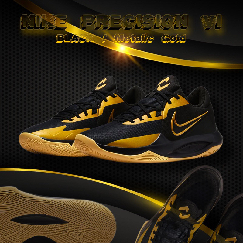 🔥ลดเพิ่ม 15-20% ทักแชทรับโค้ด🔥 Nike Precision VI "Black/MetalicGold ...