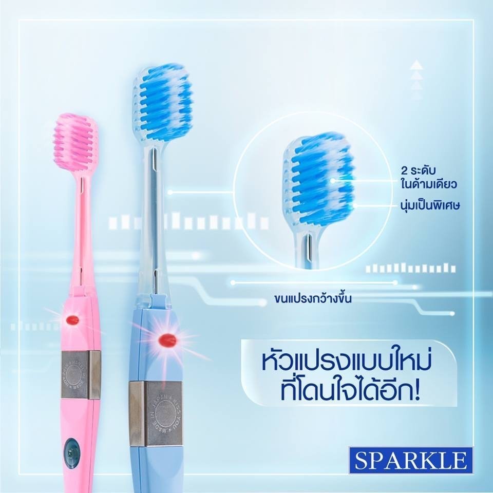 Sparkle แปรงสีฟัน ไอออนิค (หัวกว้าง) สินค้าคละสี IONIC WIDE-HEAD ลดคราบพลัค (แปรง 2 ระดับ ...