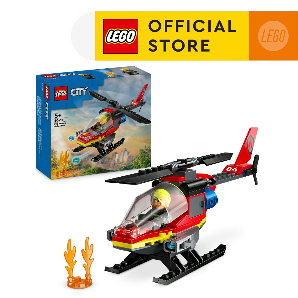 LEGO City 60411 Fire Rescue Helicopter Building Set (85 Pieces ...