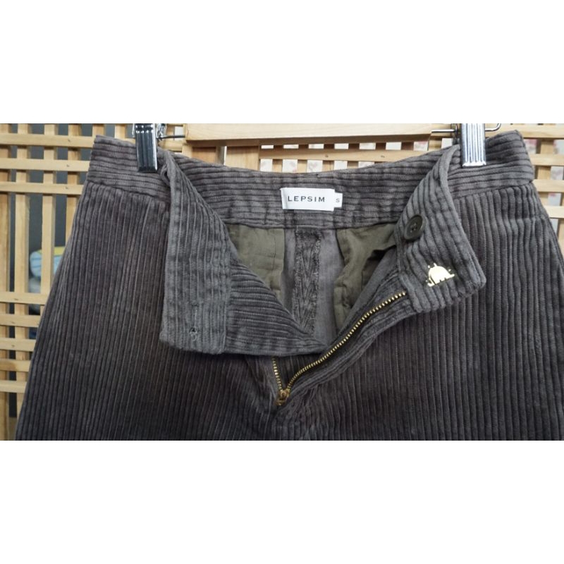 กางเกงลูกฟูกขากระบอกใหญ่ LEPSIN ไซด์ S สีเขียวขี้ม้า | Shopee Thailand
