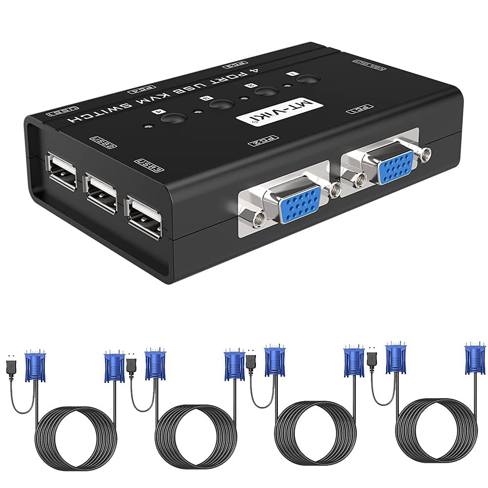 MT-ViKI 4 /8Port USB VGA KVM Switch Box with USB Hub Sharing 4 ...