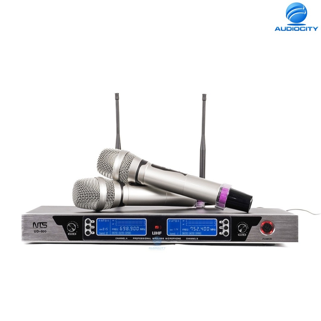 NTS UD-800 ไมโครโฟนไร้สายย่าน UHF ปรับความถี่ได้ แบบไมค์ถือคู่ | Shopee Thailand