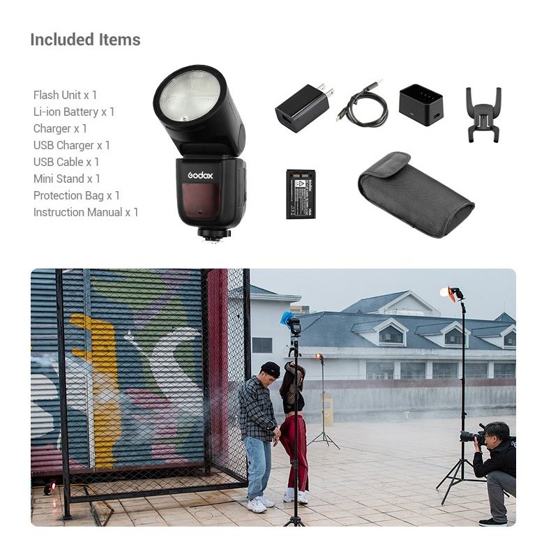 Godox V1 แฟลช Speedlight TTL (Li-ion Round) สำหรับกล้อง Canon,Sony,Fuji ...