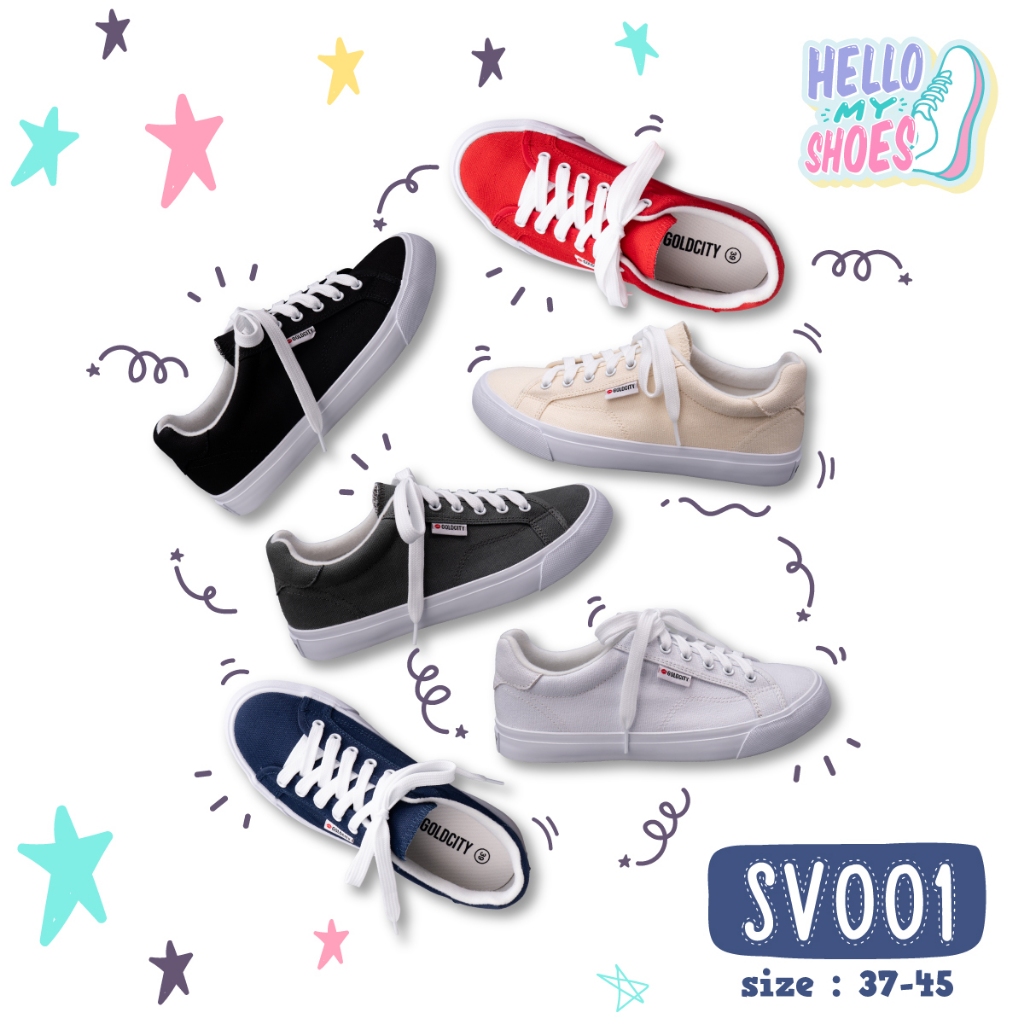 รองเท้าผ้าใบผูกเชือก พื้นยางพารากันลื่น รุ่น SV001 สินค้าตรงปก จัดส่งไว แท้100% | Shopee Thailand