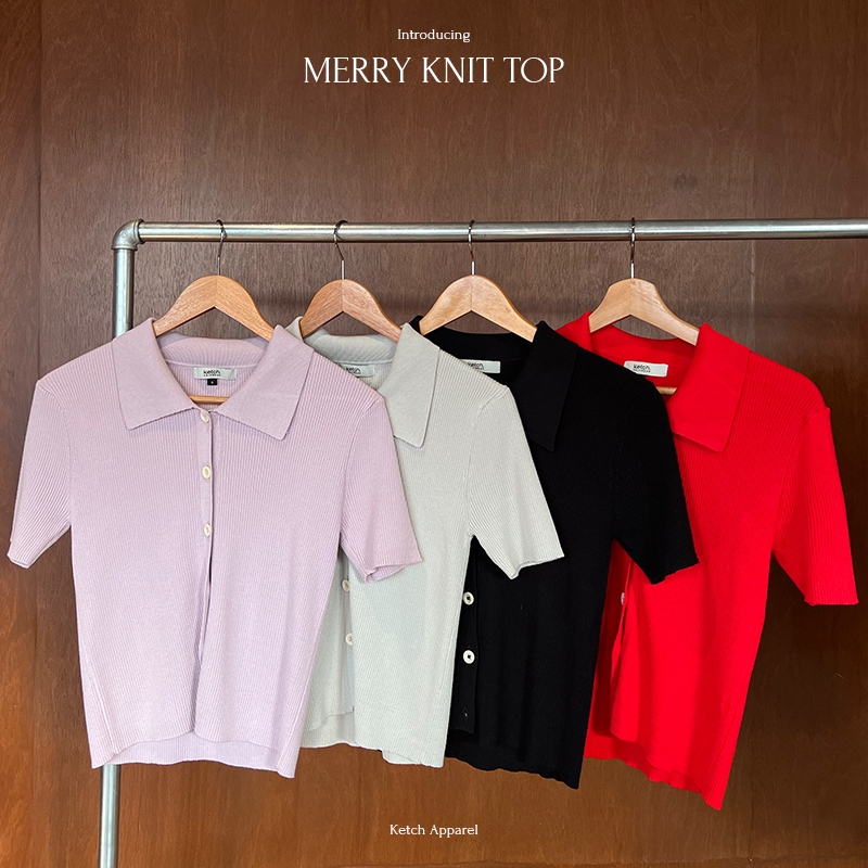 Merry knit top เสื้อไหมพรมทอร่องเล็ก | Shopee Thailand