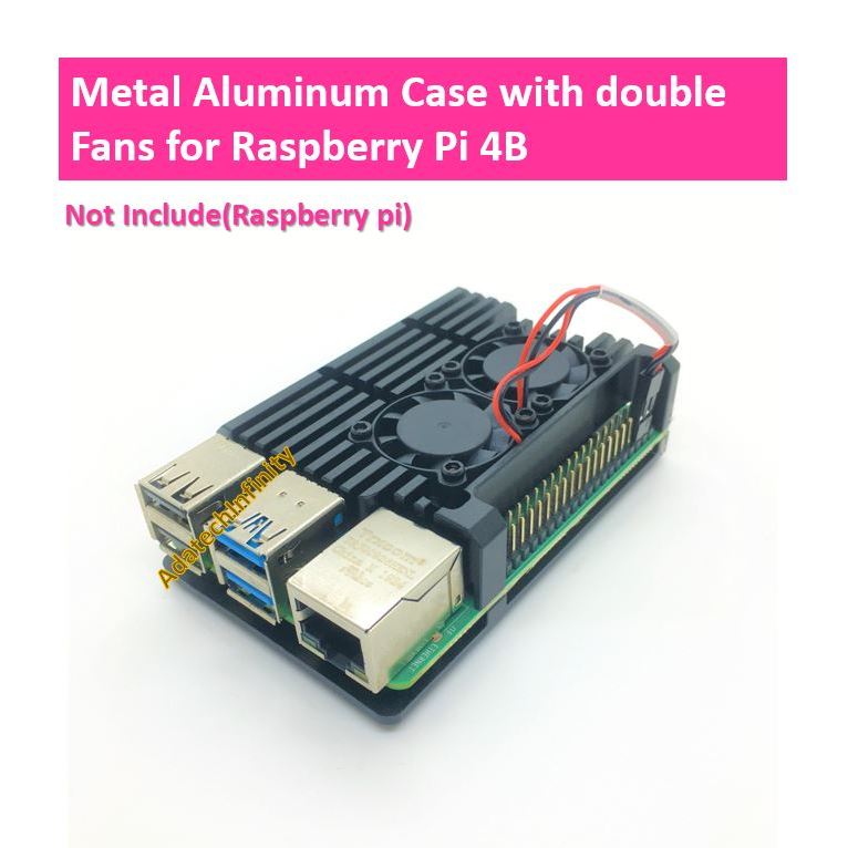 Metal Aluminum Case with double Fans for Raspberry Pi 4B (สต๊อกไทย ...