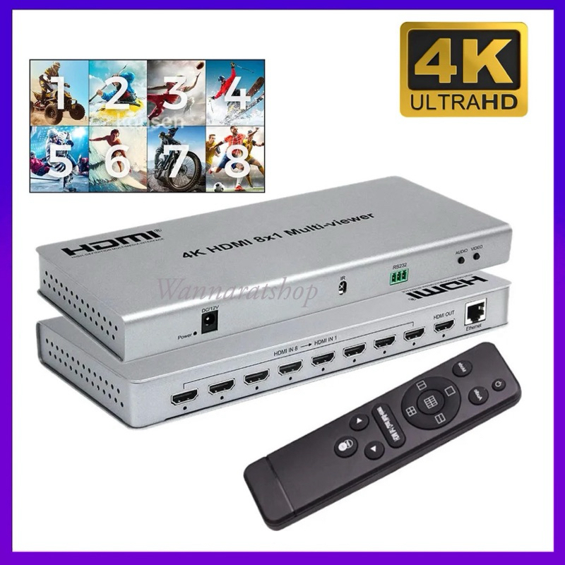 4K 8X1 HDMI Quad Multiviewer Switch Switcher 8 In 1 Out สวิทช์แบบไม่มี ...